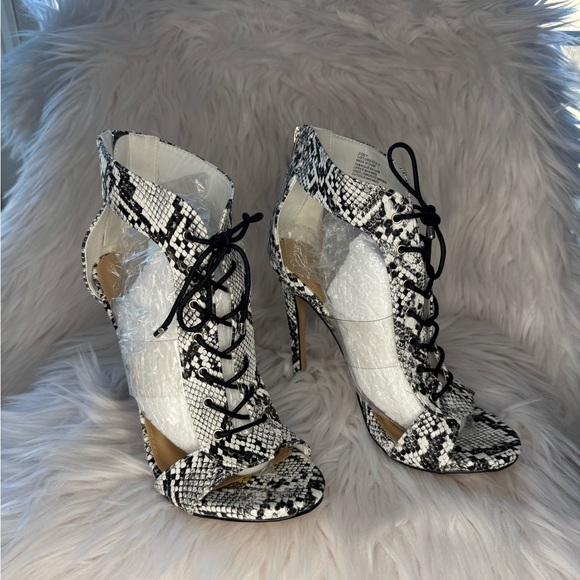 Shoe Dazzle | Shoes | Open Toe Snake Skin Heels | Poshmark